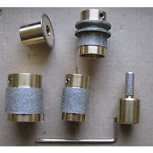 Stained Glass and Lapidary Diamond Grinder Head Bit Set 5 Sizes on Brass Core