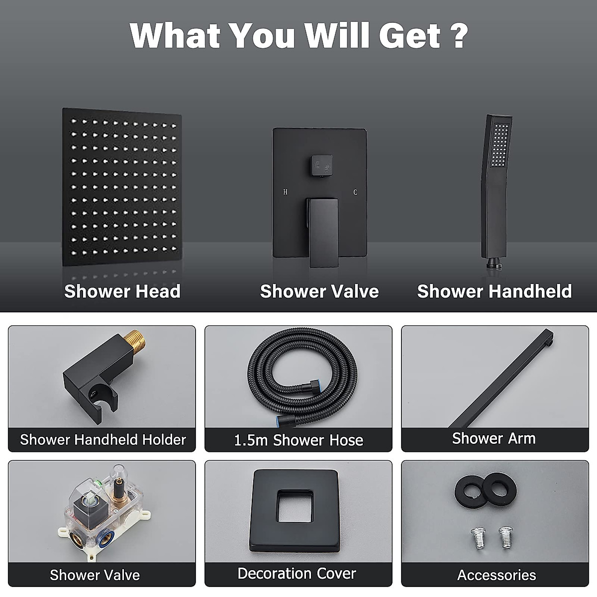 Votamuta Shower Faucet Set Matte Black Shower System,Shower Faucet with 10 Inch Rain Shower Head and Handheld,Shower Faucets Sets Complete Shower Combo Set Rough-in Valve and Trim Kit Included