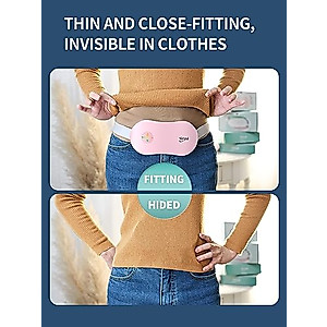 Slimpal Menstrual Heating Pad for Cramps, Portable Cordless Heating Pad for Period Pain Relief, Electric Heat Belt, Up to 8 Hours Constant Working, FSA HSA Eligible Gifts for Women Girl, Pink