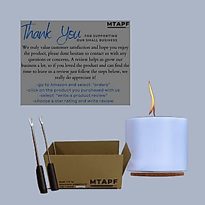 MTAPF® Tabletop Firepit Indoor/Outdoor Table Top Fire Pit with Skewers Smokeless Tabletop Fireplace Bio Ethanol Fuel Real Flame for Balcony, Smores, Includes 2nd Wick(4.6x4.6, White)