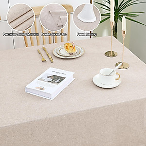 smiry Rectangle Faux Linen Table Cloth, Waterproof Burlap Fabric Tablecloth, Washable Decorative Farmhouse Table Covers for Kitchen, Dining, Parties, 52x70, Beige