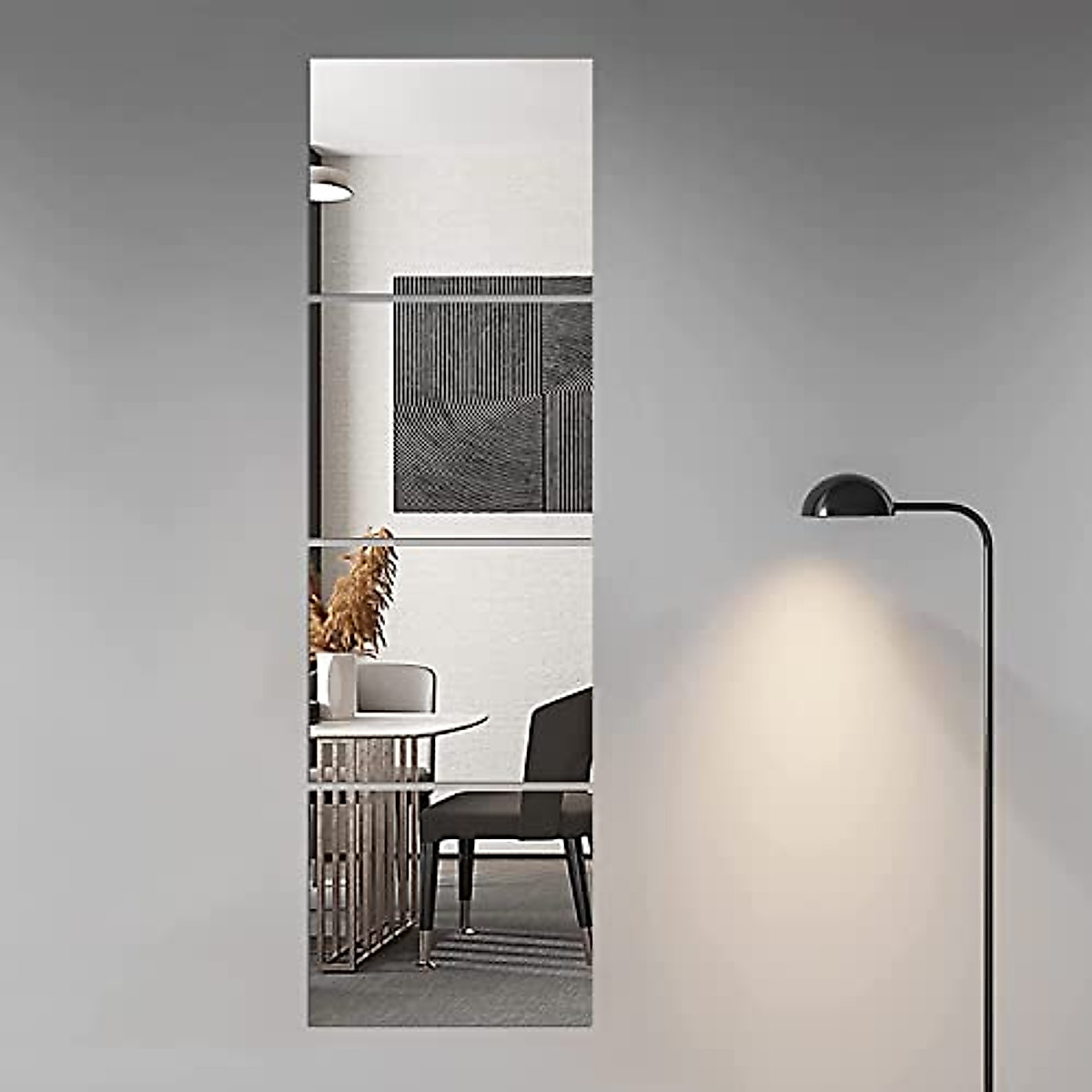 OBIOZZ Bedroom Floor Standing Mirror Glass Full Length Wall Mirror Tiles 14 X 12 X 4PCS Frameless Full Body Mirror, Quality Material Full-Length Mirror