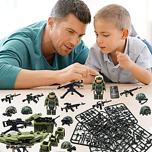 ZHX Weapon Pack Military Accessories Building Block Toys Include NVD Helmet Body Armor E.O.D Suit Camouflage Gun for Army Equipment Gear Sets Compatible with Mini Figure of Major Brand