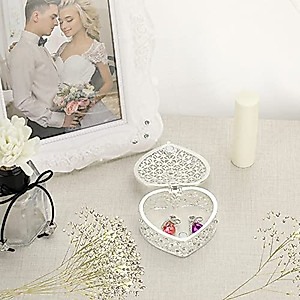 ELLDOO Heart Shape Jewelry Box Wedding Box Keepsake Box Ring Earring Small Trinket Storage Organizer Box for Girls Women Wedding Brithday Gift
