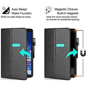 SAMSUNG 2021 Galaxy Tab A7 Lite 8.7” Inch 32 GB Wi-Fi Android 11 Touchscreen International Tablet Bundle – PU Leather Case, Screen Protector, Stylus and 32GB microSD Card [Gray]