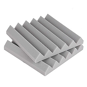 2" X 12" X 12" 24 Pack Acoustic Foam Panels, Studio Wedge Tiles Acoustic Foam Sound Absorption Wedges Studio Treatment Wall Panels (Black+Grey)