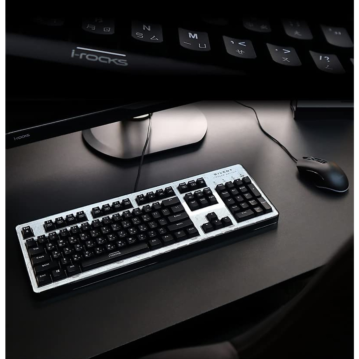 i-rocks Combo｜Red switches K76M Custom Silent Mechanical Gaming Keyboard (Black) Bundle with M40E RGB Wired Gaming Mouse (Black)