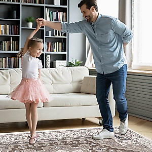 Area Rug 5'x7' Washable Rug for Living Room Stain Resistant Bedroom Rug Lightweight Large Area Rug Thin Vintage Rug Non Slip Machine Washable Rug Accent Rug for Dining Room Home Kitchen