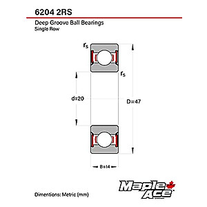 MAPLE ACE 6204-2RS-LT Ball Bearing 6204 2RS Low Temp Grease -40°C Rubber Sealed (PCs 10)