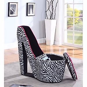 ORE International A High Heel Storage Chair, Black Zebra