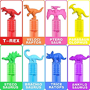 Dinosaur Birthday Decoration, 3D Detail Mini Bubble Wands Bulk 32 Pack, Neon Dino Party Favors Supplies for Kids, Pinata Filler Goody Bag Stuffers, Carnival Prizes, Treasure Box Toys Gift for Girl Boy
