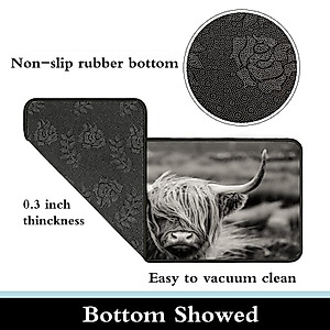 TsyTma Retro Highland Cattle Kitchen Rug Western Farm Kitchen Floor Mats Washable Non-Slip Rug Runner Laundry Room Home Decor 39"x20"