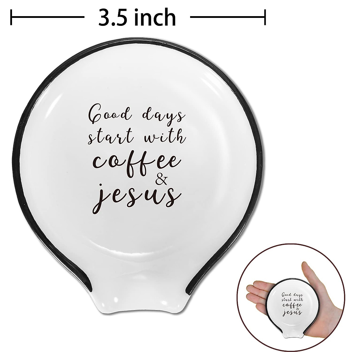 Christian Gifts for Women Men, Coffee Spoon Rest Holder, Coffee Bar Table Decor, Coffee Lover Accessories- Good Days Start with Coffee and Jesus - 05