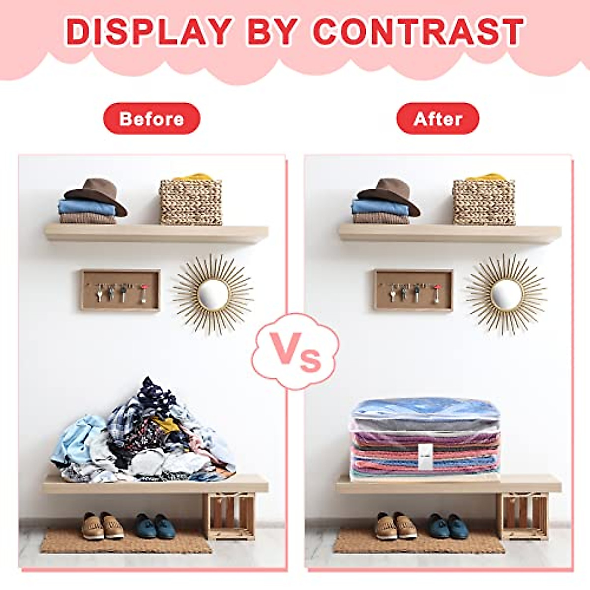 9 Pcs 80L Clear Storage Bags Clothing Storage Cubes Organizer Blanket Storage Bags with Zipper and Handles Large Waterproof for Comforters, Blankets, Bedding, 26 x 16 x 12 Inch