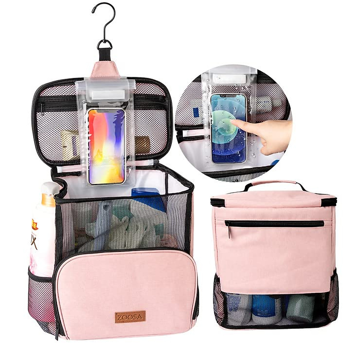Kadamii Shower Caddy with Phone Holder for College Dorm, Hanging Portable Mesh Gym Shower Bag for Women Men, Cruise Travel Bathroom Accessories Must Have