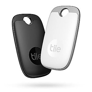 Tile Pro (2022), 2-Pack (Black/White). Powerful Bluetooth Tracker, Keys Finder and Item Locator for Keys, Bags, and More; Up to 400 ft Range. Water-Resistant. Phone Finder. iOS & Android Compatible