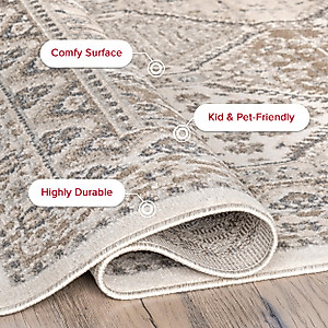 nuLOOM 2x3 Becca Traditional Tiled Area Rug, Beige, Faded Transitional Design, Stain Resistant, For Bedroom, Dining Room, Living Room, Hallway, Office, Kitchen, Entryway