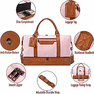 Travel Duffle Bag With Shoe Compartment for Women Weekende Bag,Large Capacity Overnight for Girls