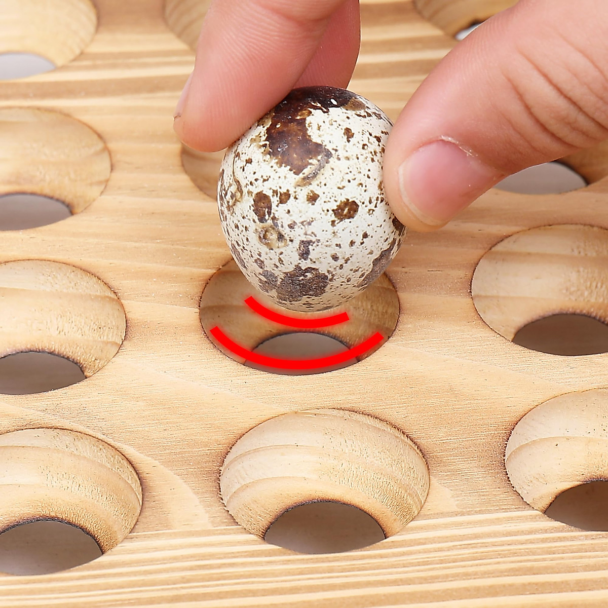 Wooden Quail Pigeon Egg Holder Countertop, 2-Tier Quail Pigeon Egg Storage Trays Stackable for 48 Fresh Eggs, Quail Egg Organizer Rustic Kitchen Decoration, Egg Container Rack