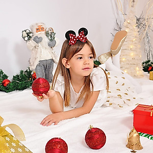 Mouse Ears Hair Bow Clips Polka Dot Barrettes for Girls Glitter Costume Accessories Birthday Party Decorations 1 Count (Pack of 4)