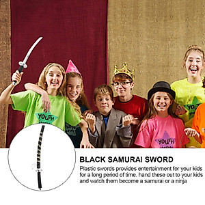 Amosfun Sword Katana Slayer Samurai-1 Pc Plastic Lightweight Japanese Samurai Toy Sword Childrens Toy Props Black Samurai Sword for Halloween Dress Up (Small Size)