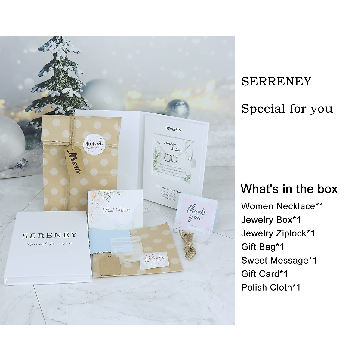 Sereney Mother Son Necklace 925 Sterling Silver as Gifts from Son, Mom Necklace as Mom Birthday Gifts, Mother and Son Necklace as Gifts for Mom, Mom Son Jewelry Gifts