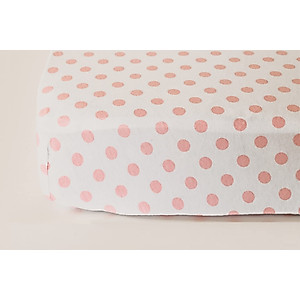 NODNAL CO. Pink Fitted Crib Sheet for Baby Mattress - Jersey Knit Cotton for Girl Nursery Bedding - Chevron, Polka Dot, and Stripe Crib/Toddler Sheets (Polka Dot)