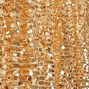 BalsaCircle 20 feet x 10 feet Gold Big Payette Sequin Backdrop Drapes Curtains - Wedding Ceremony Party Photo Booth Home Windows