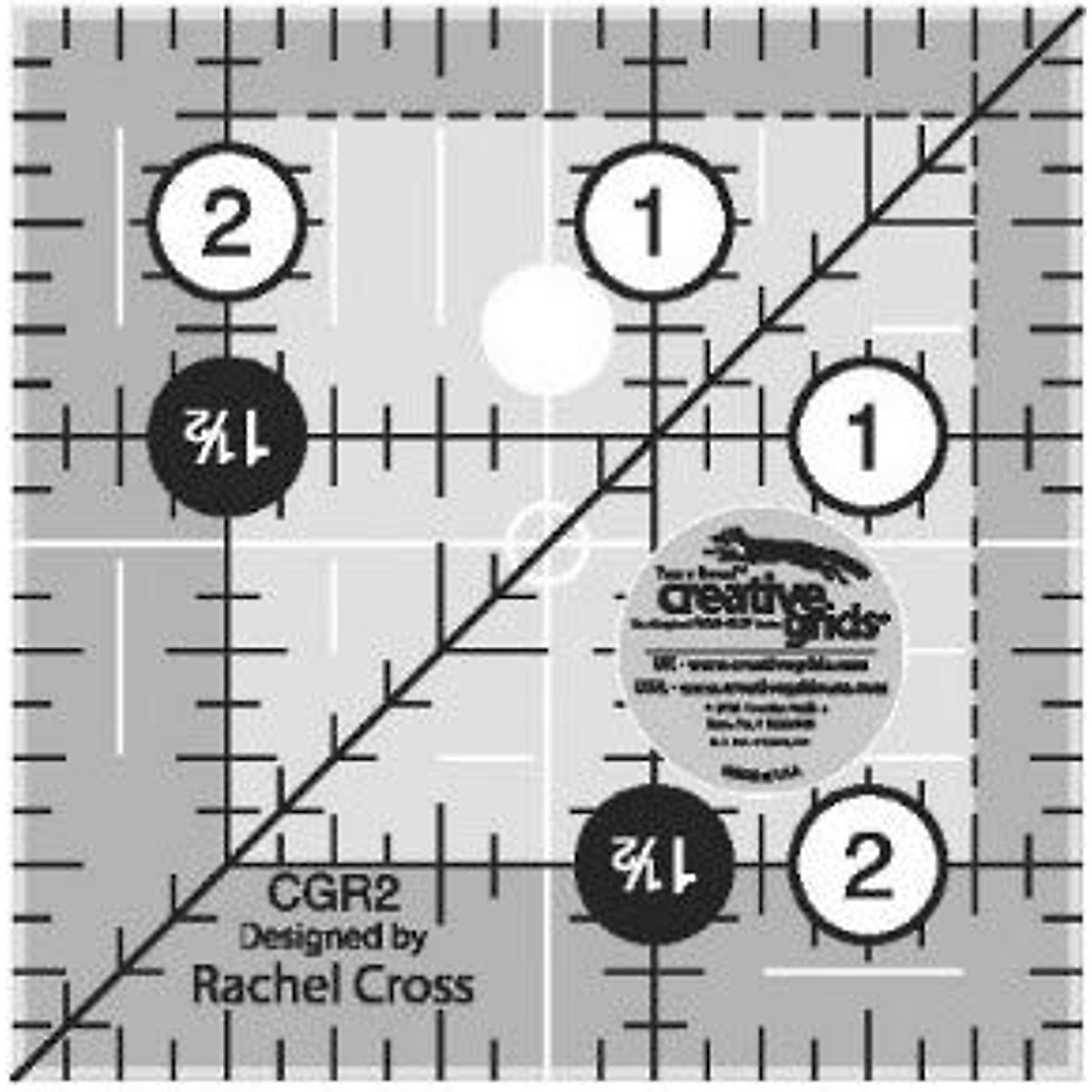 Creative Grids - 6 Square Quilt Rulers - 2.5", 3.5", 4.5", 5.5", 6.5", 7.5"