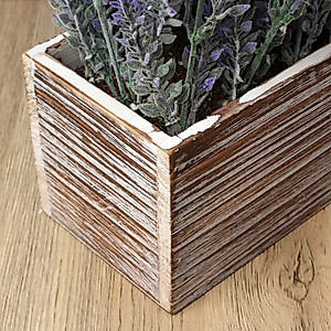 DILATATA Lavender Flowers Artificial Lavender Decor Fake Lavender Plant in Rustic Wooden Pot Faux Plants in Pots for Home Bathroom Table Centerpieces Wedding Decor Potted Lavender Flower Purple Decor