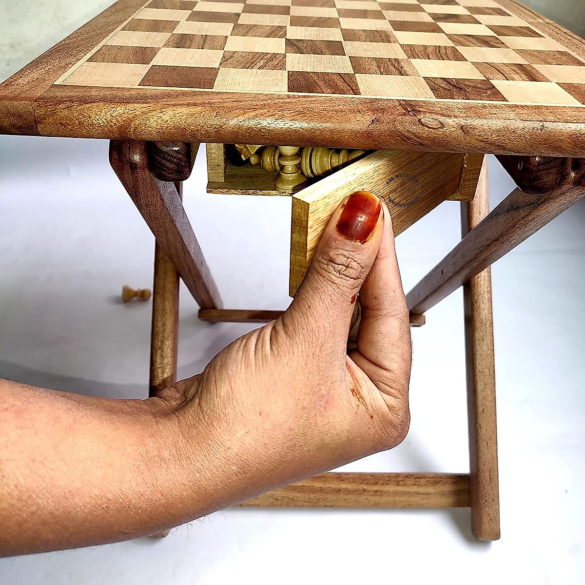 Ark Wood Art international Wooden Handmade Magnetic Chess Table Rosewood Wood | Chess Set with Folding Game Board | Home, Office, Travelling and Gift Uses|100% Quality.