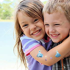 GODSON Princess Tattoos 4sheets Fake Temporary Tattoos for Kids Girls Women Adult Party Favors Birthday decor