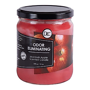 Mcintosh Apple Odor Eliminating Highly Fragranced Candle - Eliminates 95% of Pet, Smoke, Food, and Other Smells Quickly - Up to 80 Hour Burn time - 12 Ounce Premium Soy Blend