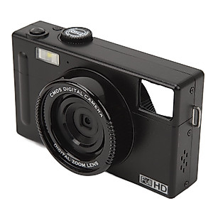 Vlogging Camera, Long Battery Life Selfie Dual Screen 4K Digital Camera Multifunction Cyclic Record 4X Zoom for Travel for Kids for Beginners for Outdoor (Black)