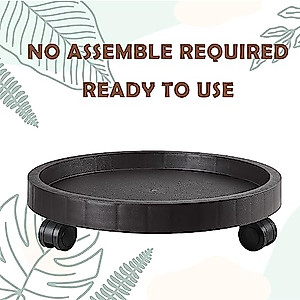 NAZKAEN 14.2 Inch Planter Caddies Rolling Saucer Caddy with Wheels, Heavy Duty Wheeled Stand for Potted Plant, Round Coaster Roller Base Tray with Casters, Flower Pot Dolly Holder for Indoor Outdoor