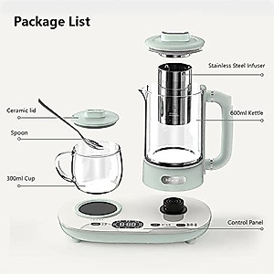Bear YSH-C06N1 Health Pot, Electric Kettle with Cup Warmer, Glass Kettle for Coffe Tea with Infuser, Pre-set, Temperature Control, 300ml & 600ml