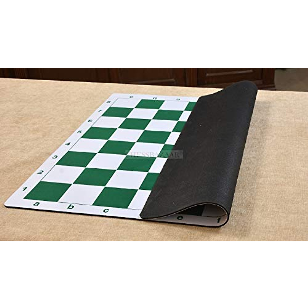 CHESSBAZAAR 22" Chess Board Game for Adults and Kids | Material : Rubber Mouse pad | Tournament Roll-up Chess Board with Algebraic Notation in Green & White Color | Gift Idea Products