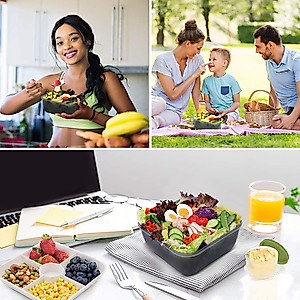 Rassody 74 OZ Salad Container To Go for Lunch with Ice Pack, Dressing Cup and 4 Compartments for Salads Toppings, Snacks, Fruits, Built-In Fork, Large Mixing Bowl, Leak-Proof, Reusable and BPA-Free