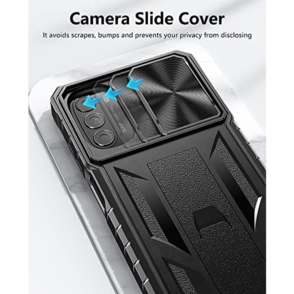 WTYOO for Motorola Moto-G-5G 2022 Case: Military Grade Shockproof Protection Cover with Kickstand | Matte Textured Rugged Protective TPU & Drop Proof Sturdy Phone Case Black