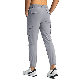 Pinkbomb Men's Hiking Cargo Pants with 7 Pockets Slim Fit Stretch Joggers Golf Cargo Work Pants for Men (Light Grey, M)