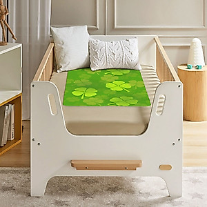 Ykklima Baby Changing Pad, St Patrick_s Day Shamrock Lucky Pattern Change Mat for Diaper Change Waterproof Cotton Portable Reusable Washable for Home & Travel (20 x 28 Inches)