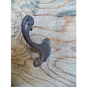 Coat Hat Hooks Cast Iron Lot Set of 6 Double Hook 3.5 Inch Antique Vintage Style