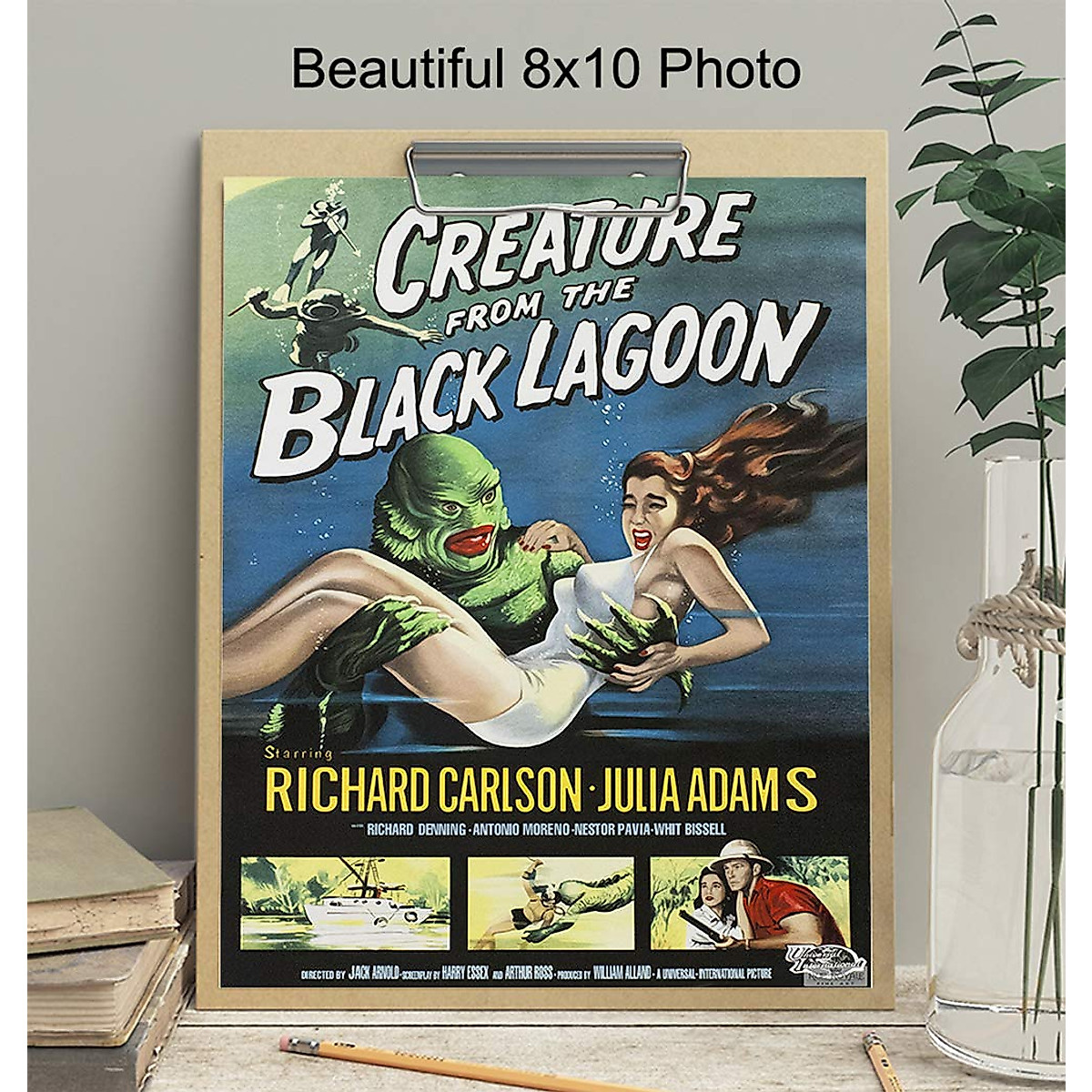 Creature From the Black Lagoon - 8x10 Vintage Hollywood Horror Movie Poster Wall Art Print - Creepy Classic Scary Movie Home Decor Picture for Man Cave, Boys Bedroom, Teens Room - Gift for Men