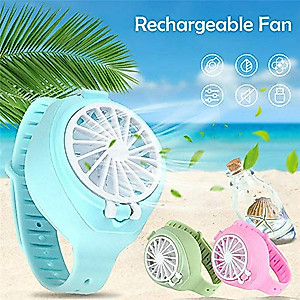 Nobranded Watch Mini Handheld Portable Fan with Comfortable Wrist Strap, Ultra-quiet Three-speed Electric Rechargeable Usb Folding Fashion Compact Small Fan, Office, Outdoor Travel Fan (green)