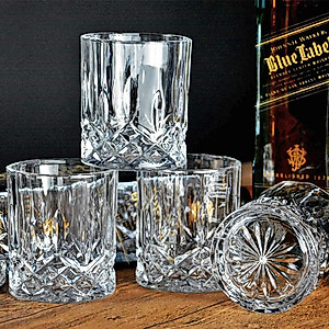 GLASKEY Whiskey Glasses Set of 4,Rock Glasses,10 oz Lead-Free Crystal Scotch Glasses,Old Fashioned Glass for Bourbon,Cognac,Irish Whisky,Personalised Whisky Glass Gift Set for Men,Dad,Brother