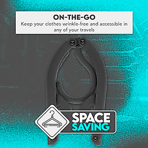 SE 12-Piece Set of Folding Ultra Compact Travel Hangers (Black & White), Open 16-Inches Folded 5-Inches