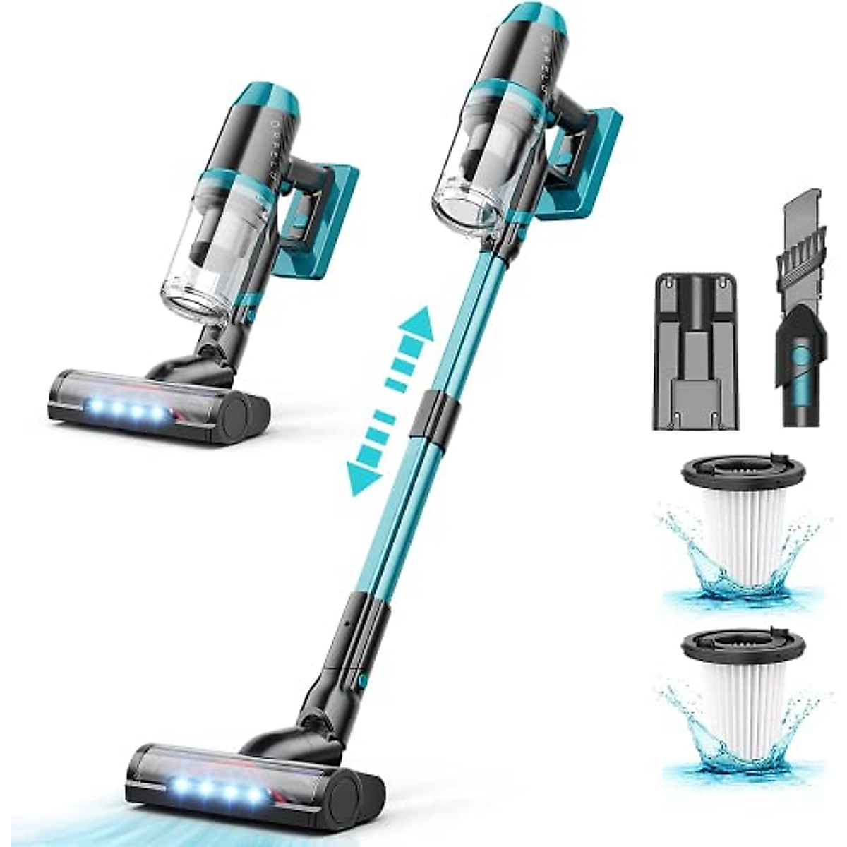 ORFELD Cordless Vacuum Cleaner, 30Kpa Powerful Cordless Stick Vacuum 6 in 1, 60Mins Long Runtime, 4 LED Headlights, Lightweight Handheld Quiet Vacuum Cordless for Pet Hair, Carpet & Hardwood Floor