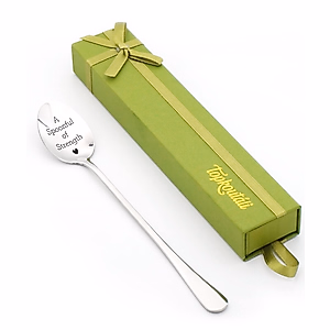 A Spoonful of Strength - Funny Engraved Stainless Steel Spoon for Ice Cream, Tea, Coffee and Cereal - Motivational Gift for Cancer Survivor, Recovery and Encouragement