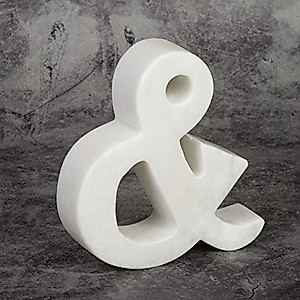 Creative Home 74864 Natural Marble Stone Letter Ampersand, Bookends, Paper Weight, 5.5" W x 5-7/8" H, 1-1/2" D, Off-White (patterns may very)