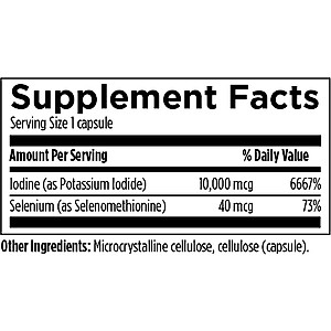 Designs for Health Iodine with Selenium - Iodine Synergy, 10mg Potassium Iodide + 40mcg Selenium (Selenomethionine) Supplement for Thyroid Support - Non-GMO + Gluten-Free (120 Capsules)